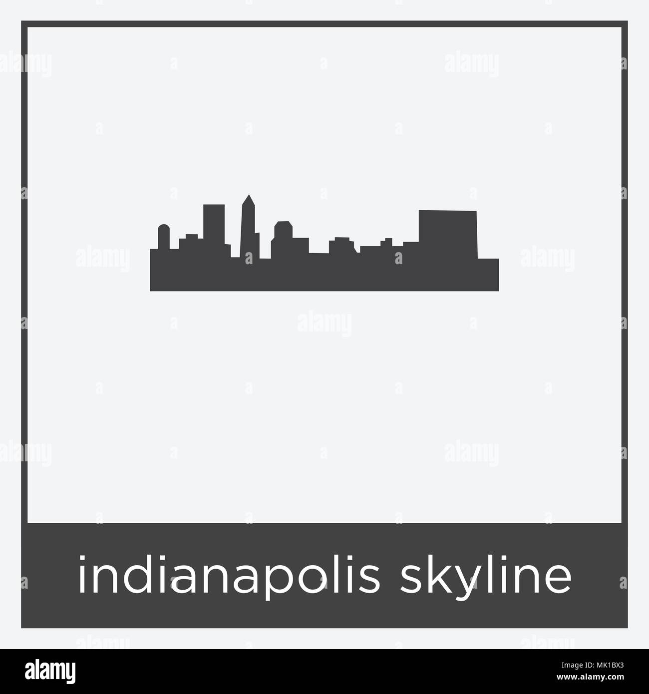 indianapolis skyline icon isolated on white background with gray frame ...