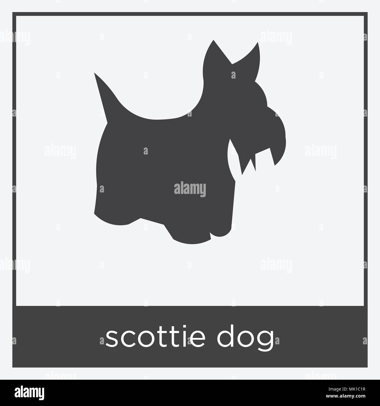 scottie dog icon isolated on white background with gray frame, sign and ...