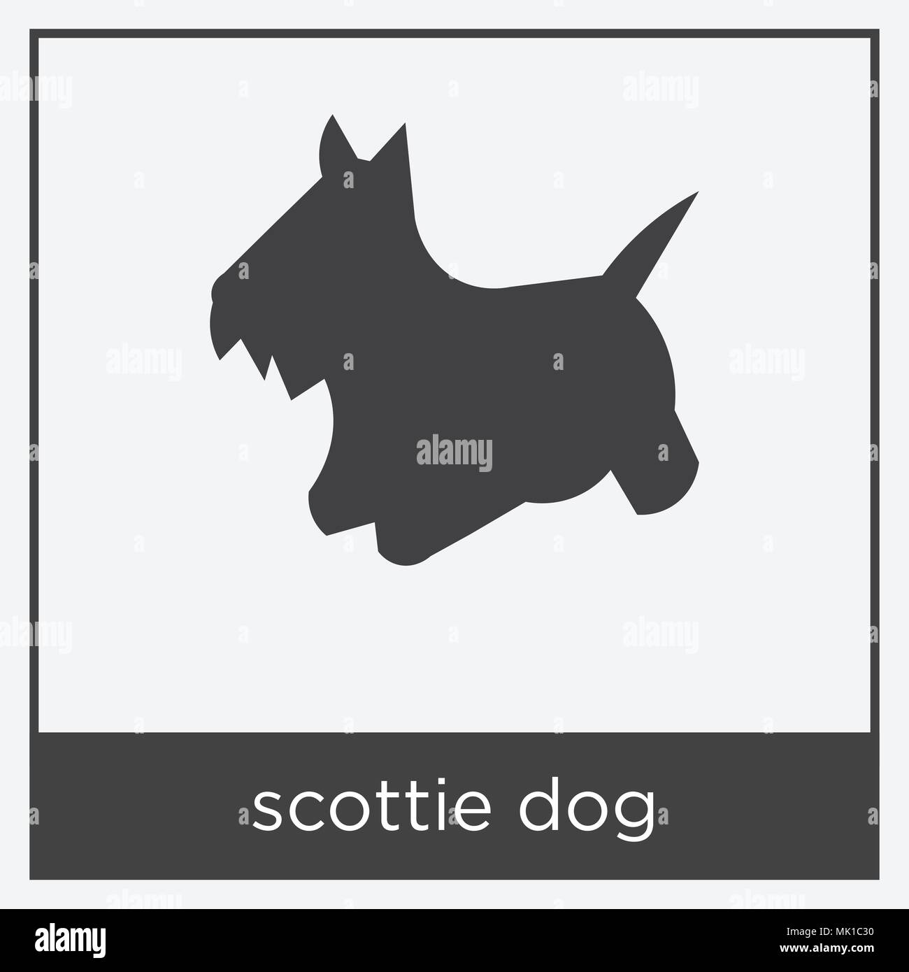 scottie dog icon isolated on white background with gray frame, sign and ...