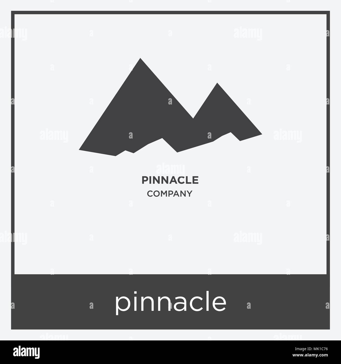 pinnacle icon isolated on white background with gray frame, sign and ...