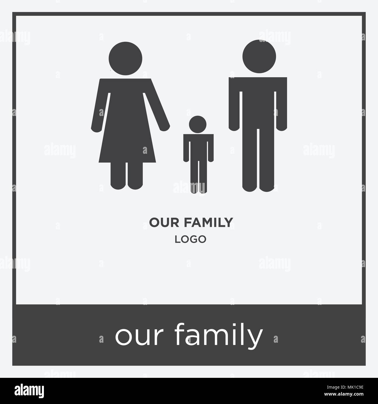 our family icon isolated on white background with gray frame, sign and ...
