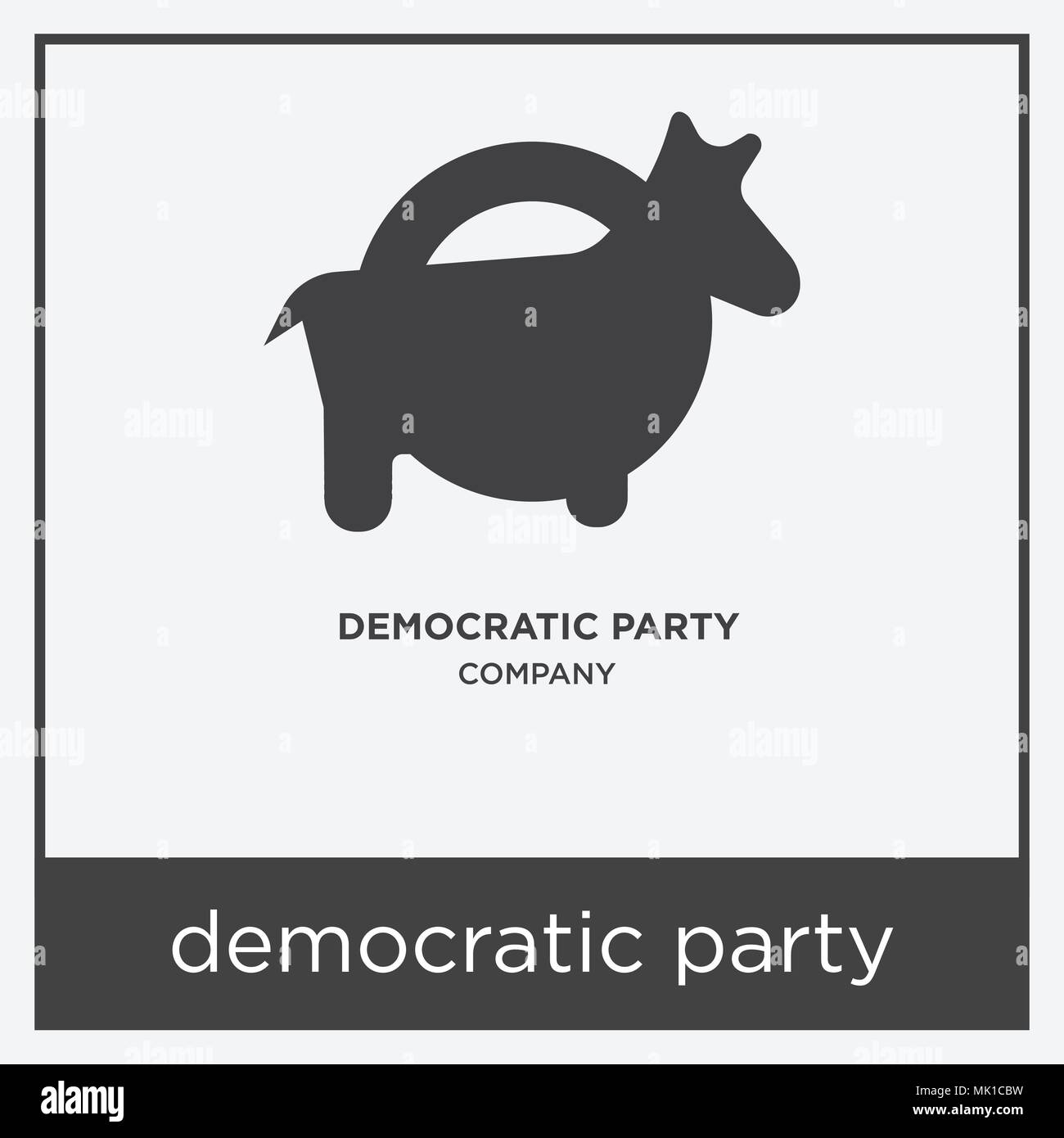 democratic party icon isolated on white background with gray frame ...