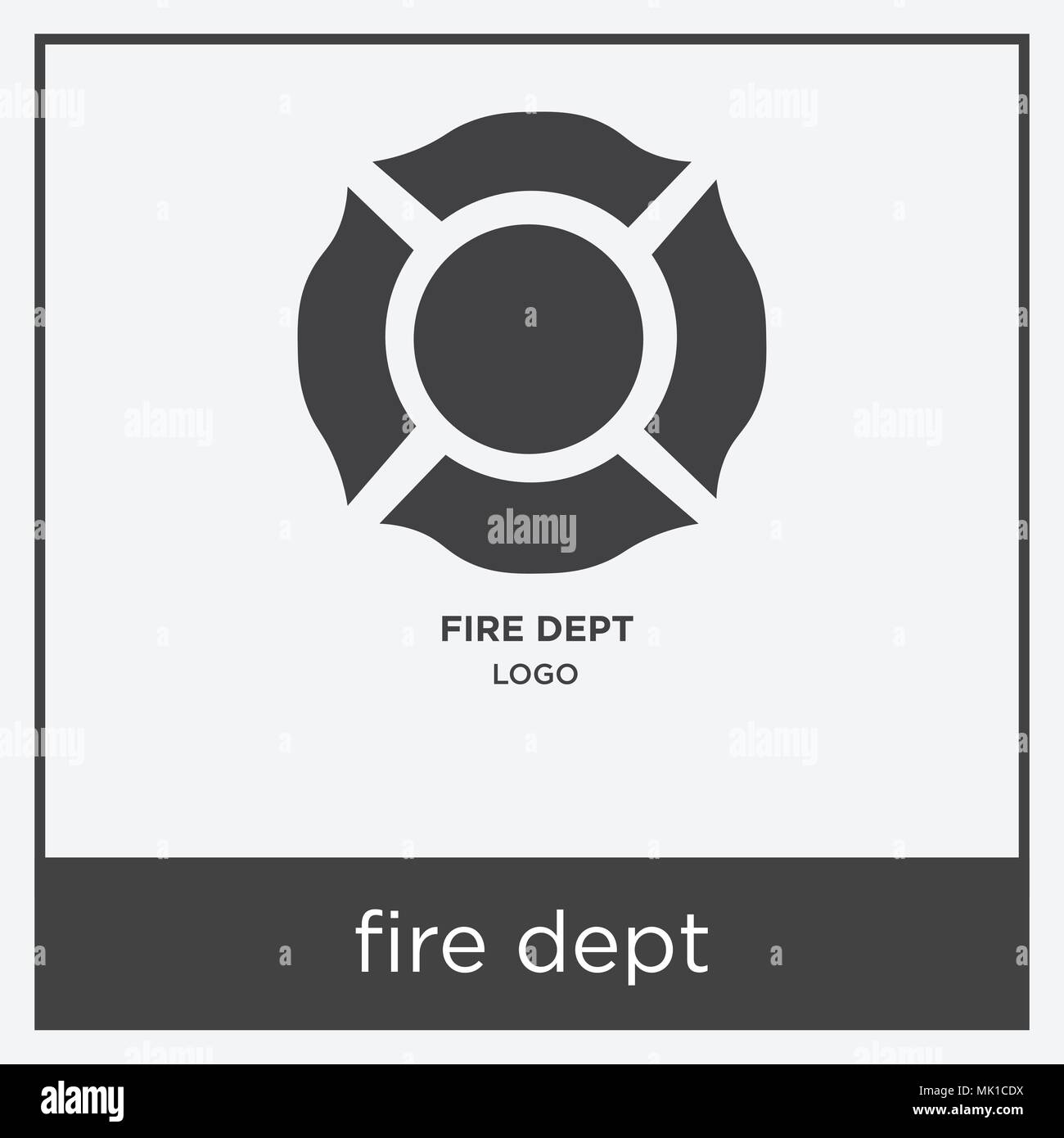 fire dept icon isolated on white background with gray frame, sign and ...