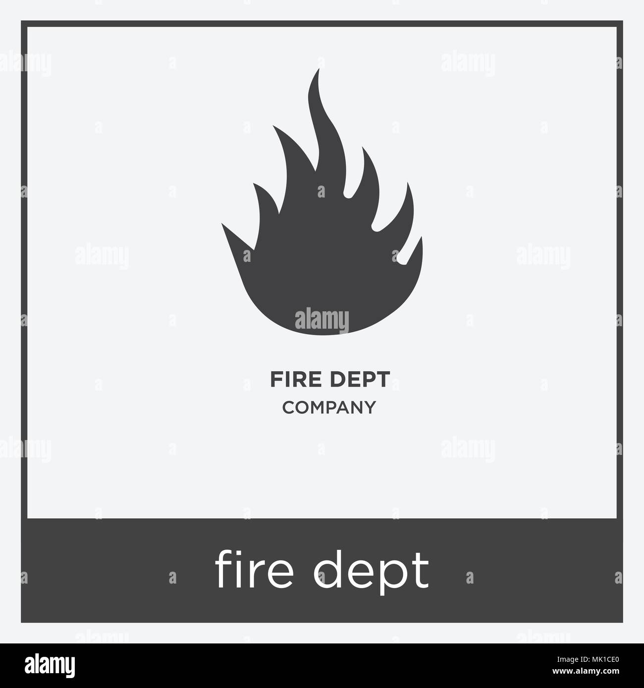 fire dept icon isolated on white background with gray frame, sign and ...
