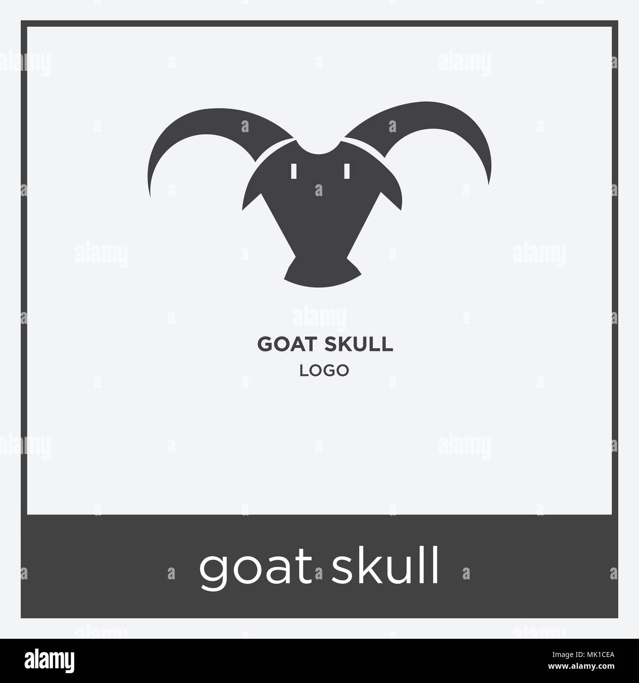 goat skull icon isolated on white background with gray frame, sign and ...