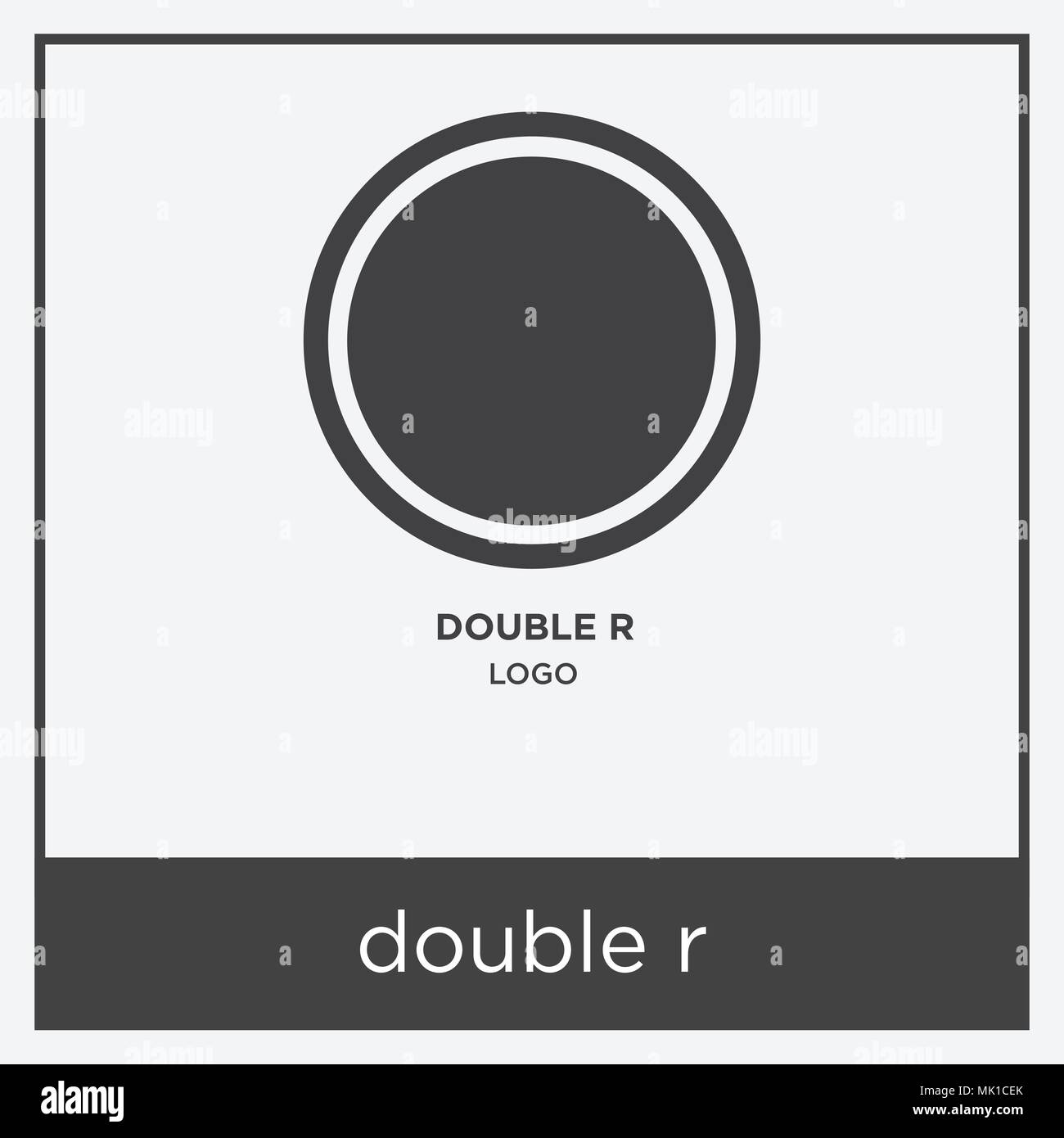 double r icon isolated on white background with gray frame, sign and ...