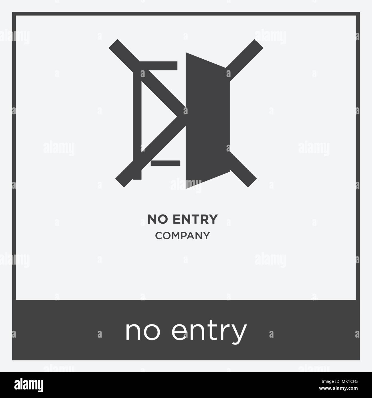no entry icon isolated on white background with gray frame, sign and ...