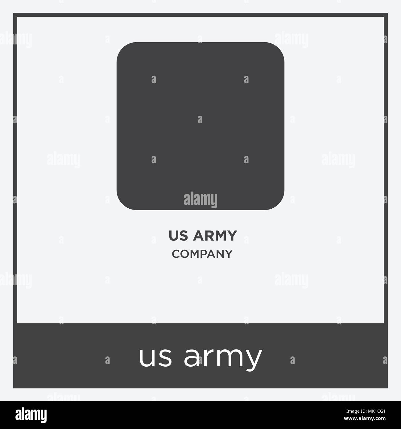 us army icon isolated on white background with gray frame, sign and ...