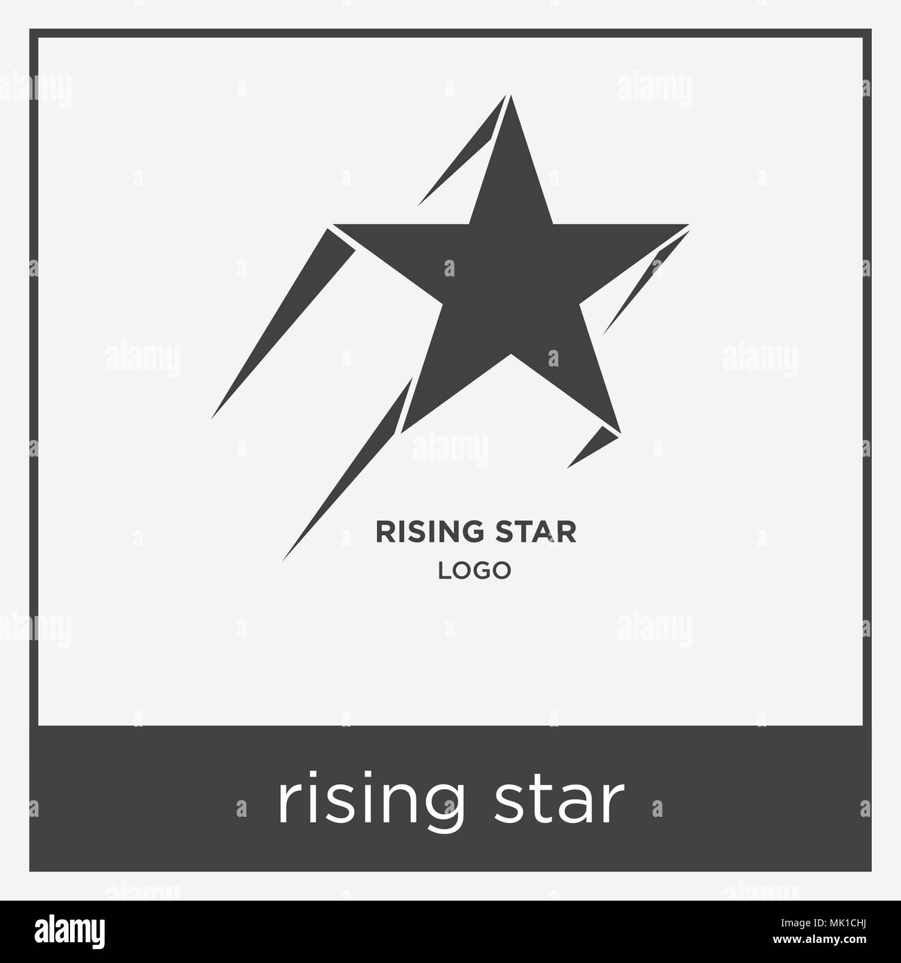 rising star icon isolated on white background with gray frame, sign and ...