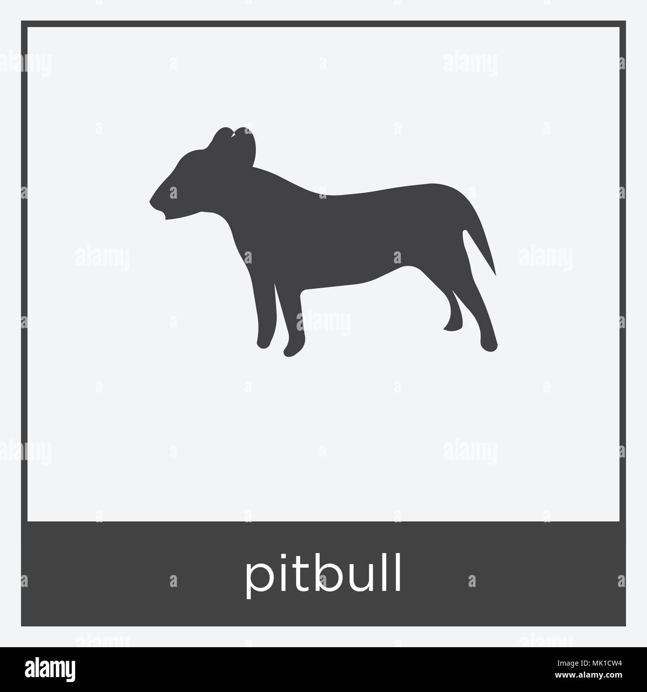 pitbull icon isolated on white background with gray frame, sign and ...