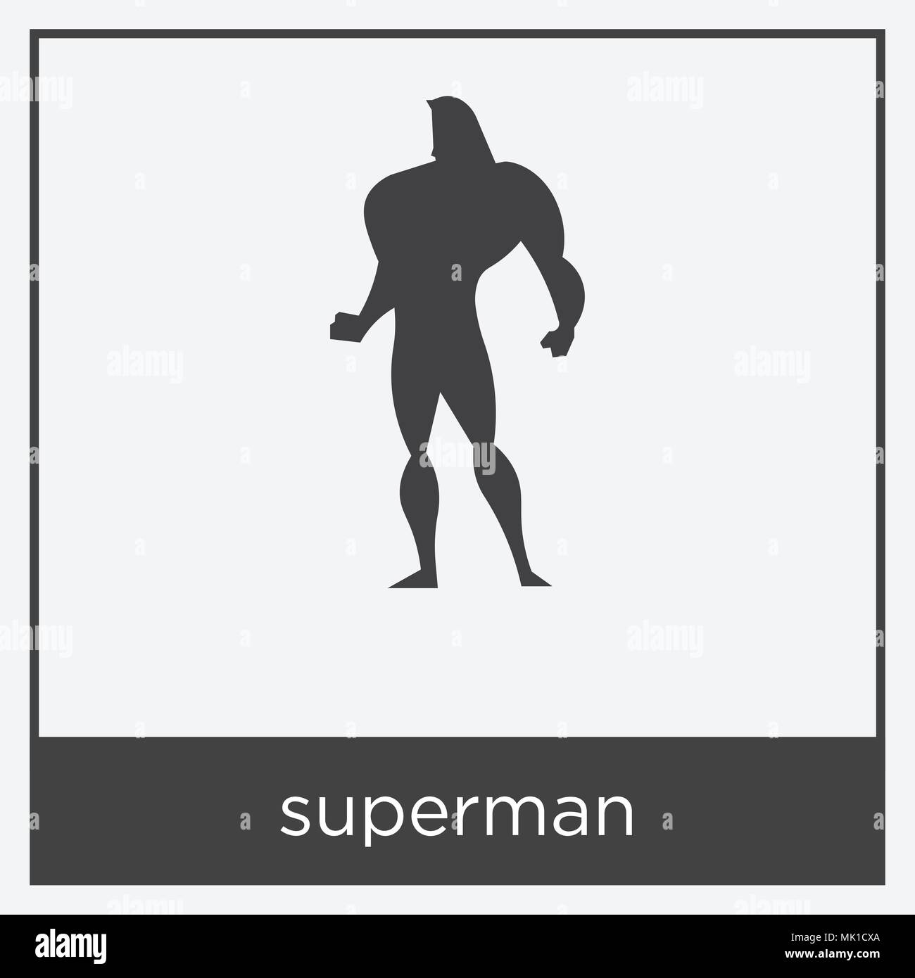 superman icon isolated on white background with gray frame, sign and ...