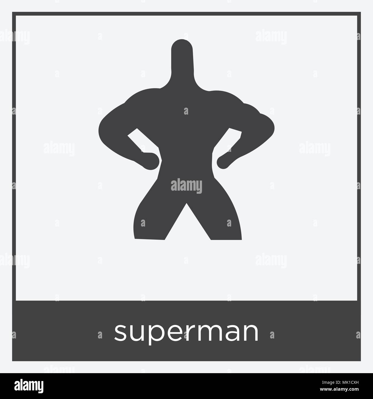 superman icon isolated on white background with gray frame, sign and ...