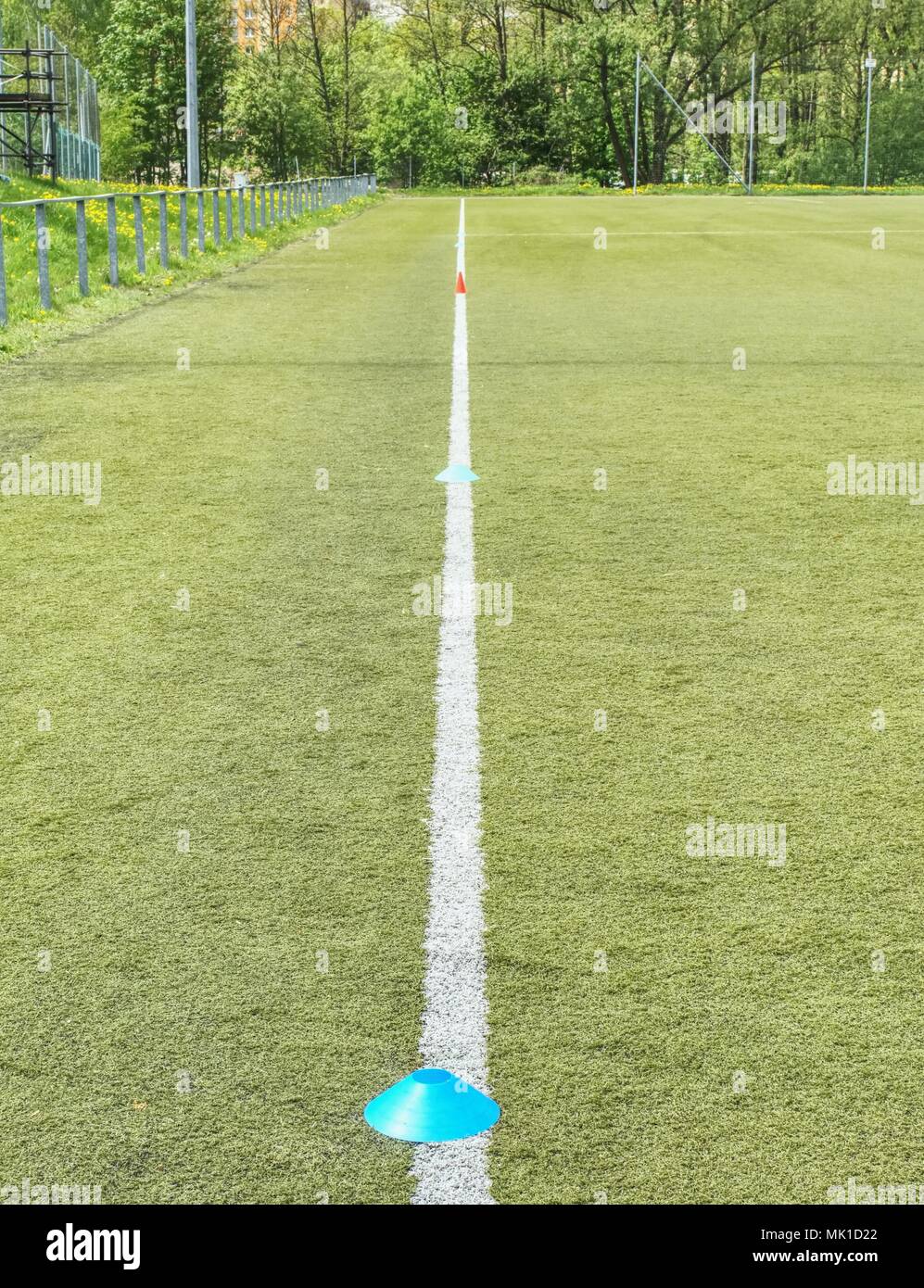 Synthetic grass for football (soccer) sport field. Pattern of green ...