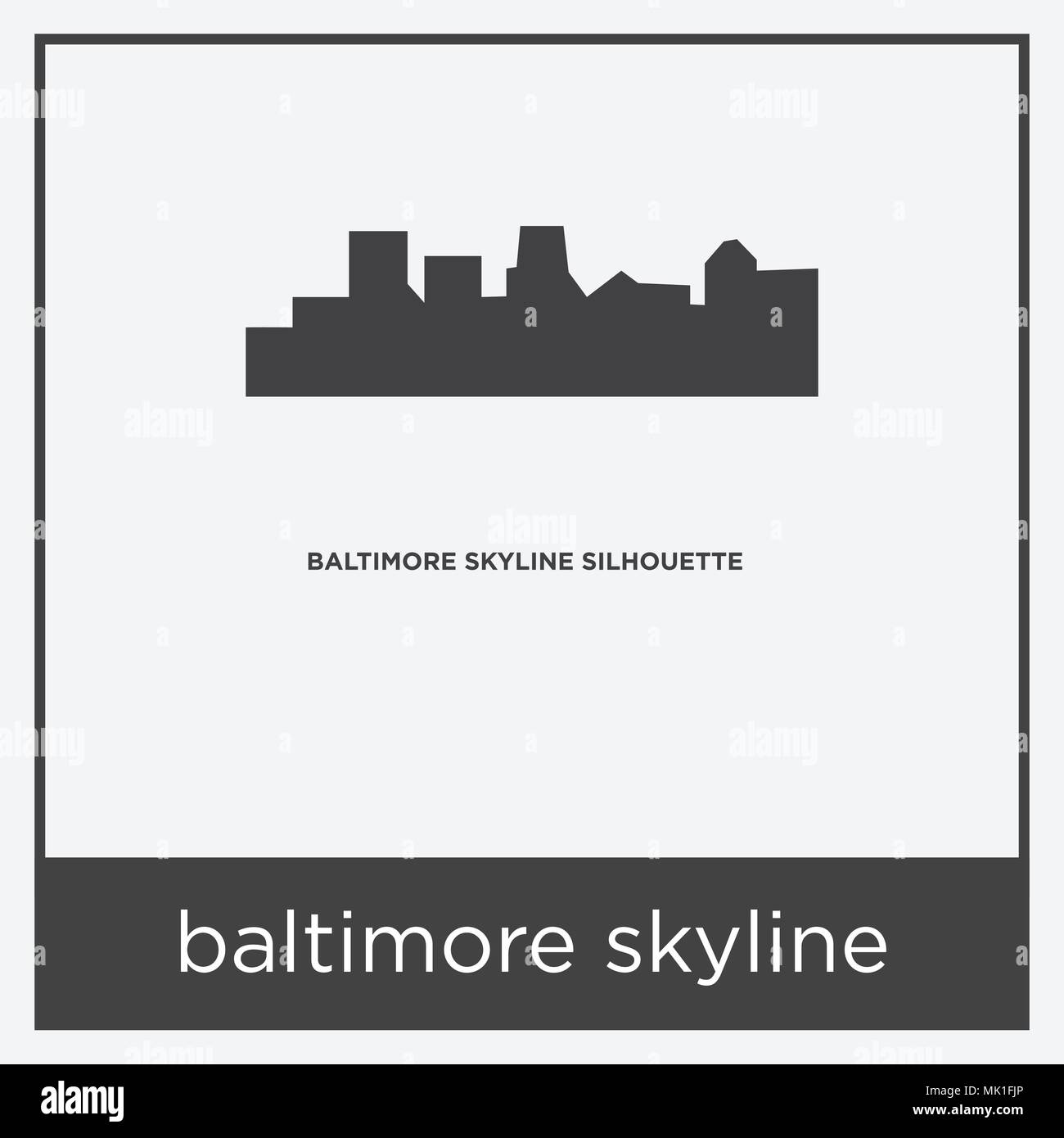 baltimore skyline icon isolated on white background with gray frame ...