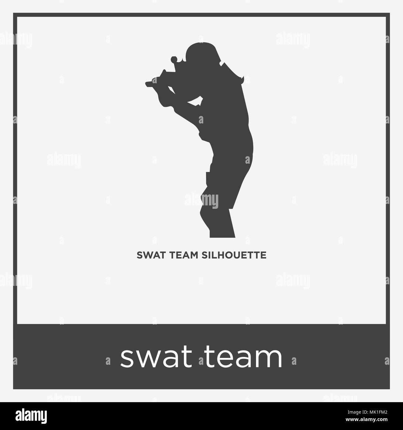 swat team icon isolated on white background with gray frame, sign and ...