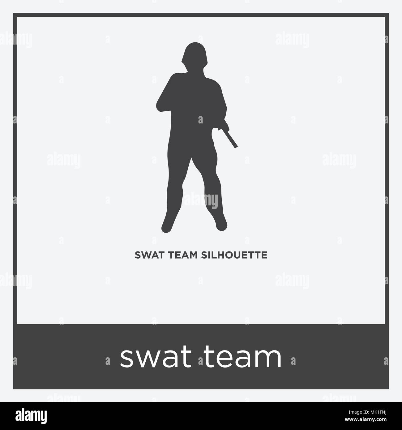 swat team icon isolated on white background with gray frame, sign and ...