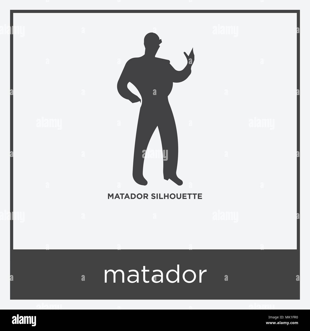 matador icon isolated on white background with gray frame, sign and ...