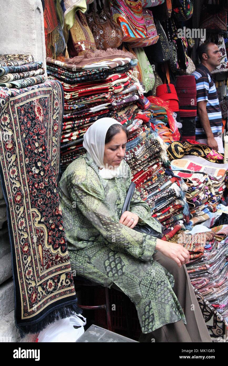 ISTANBUL - TURKEY ON 08/02/2010 typical handmade carpets shops in gran ...