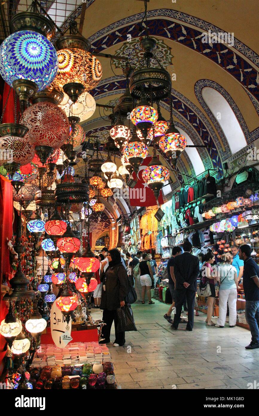 ISTANBUL - TURKEY ON 08/02/2010 The Grand bazaar and shops with ...