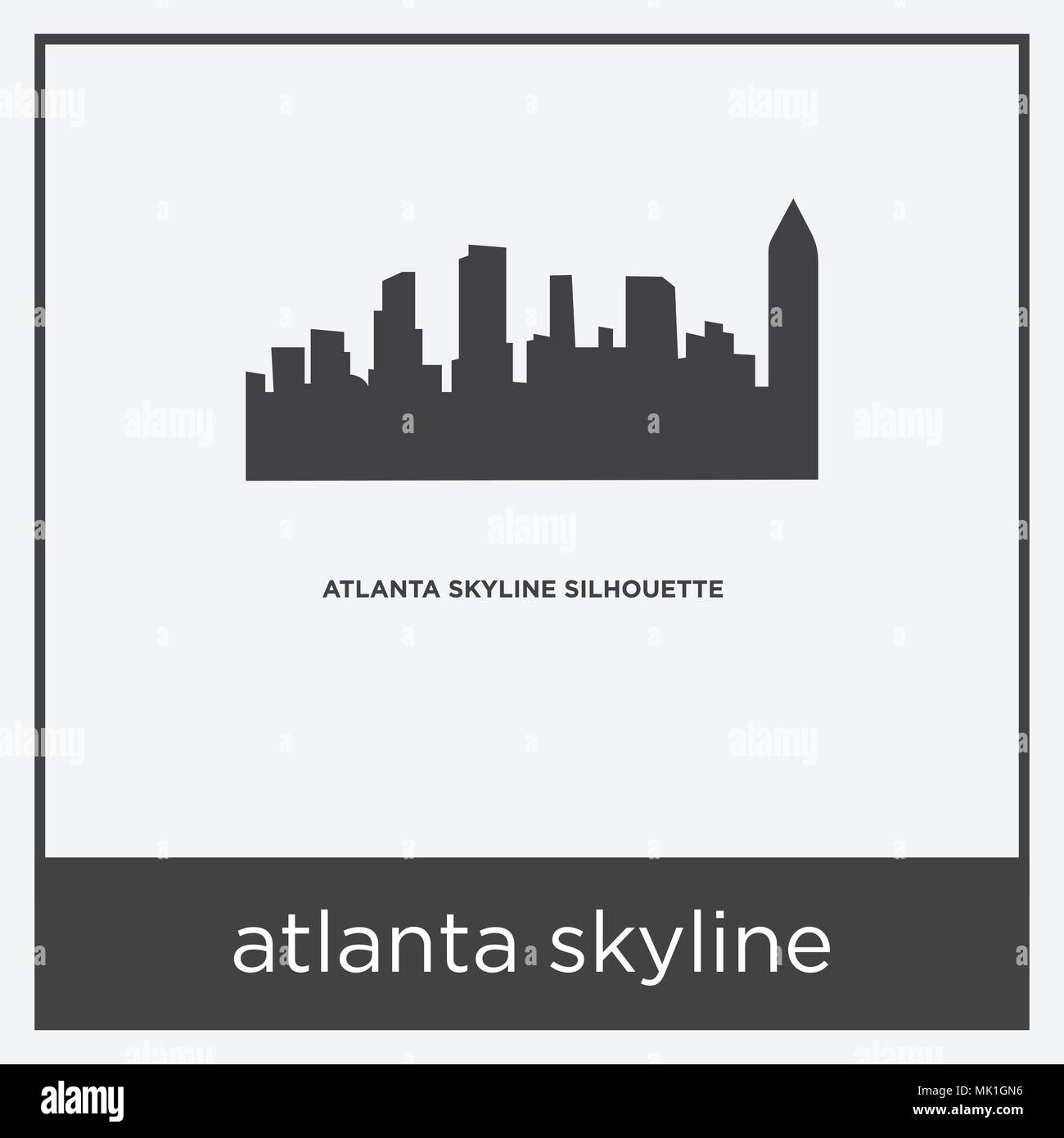 atlanta skyline icon isolated on white background with gray frame, sign ...