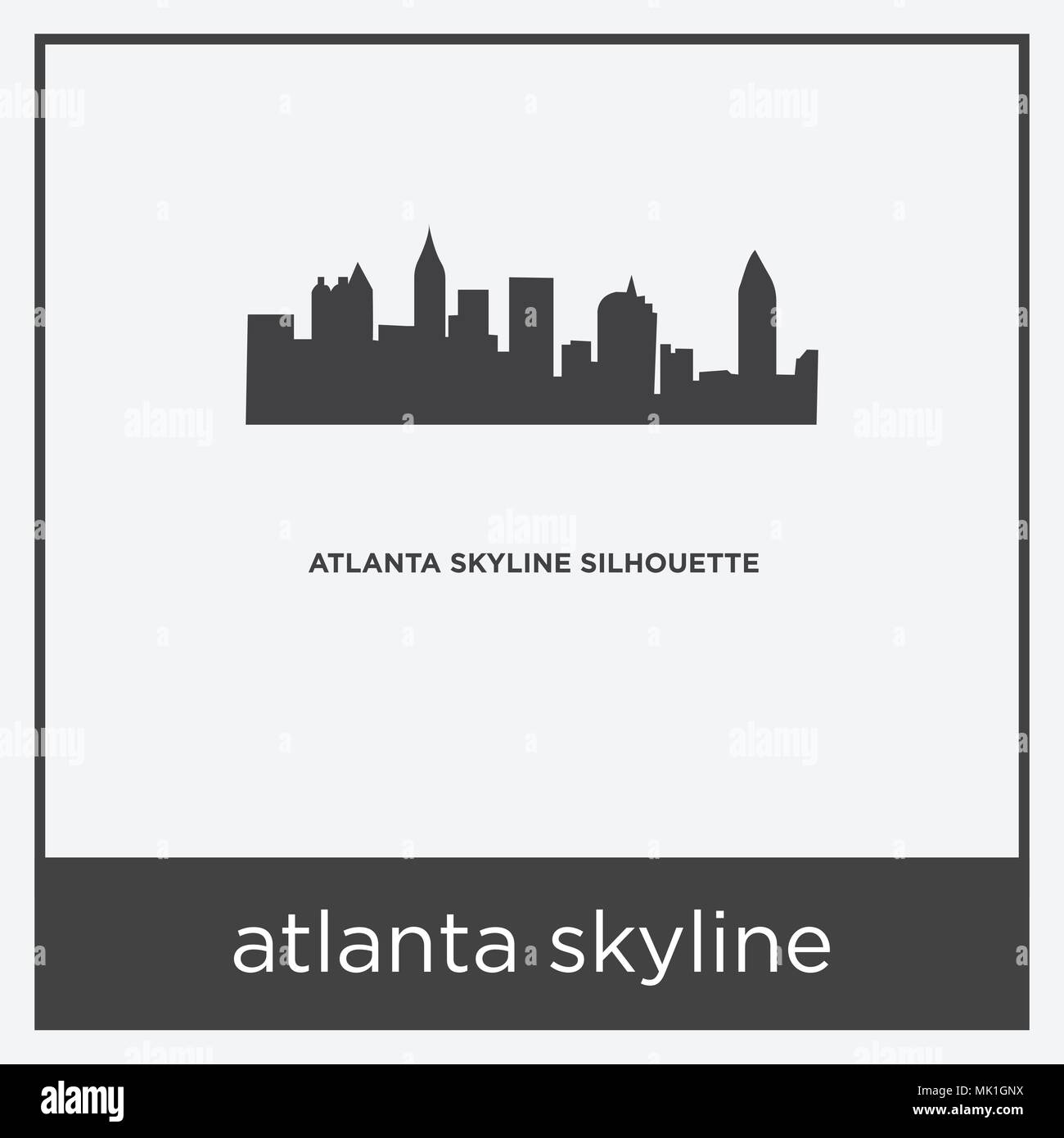 atlanta skyline icon isolated on white background with gray frame, sign ...