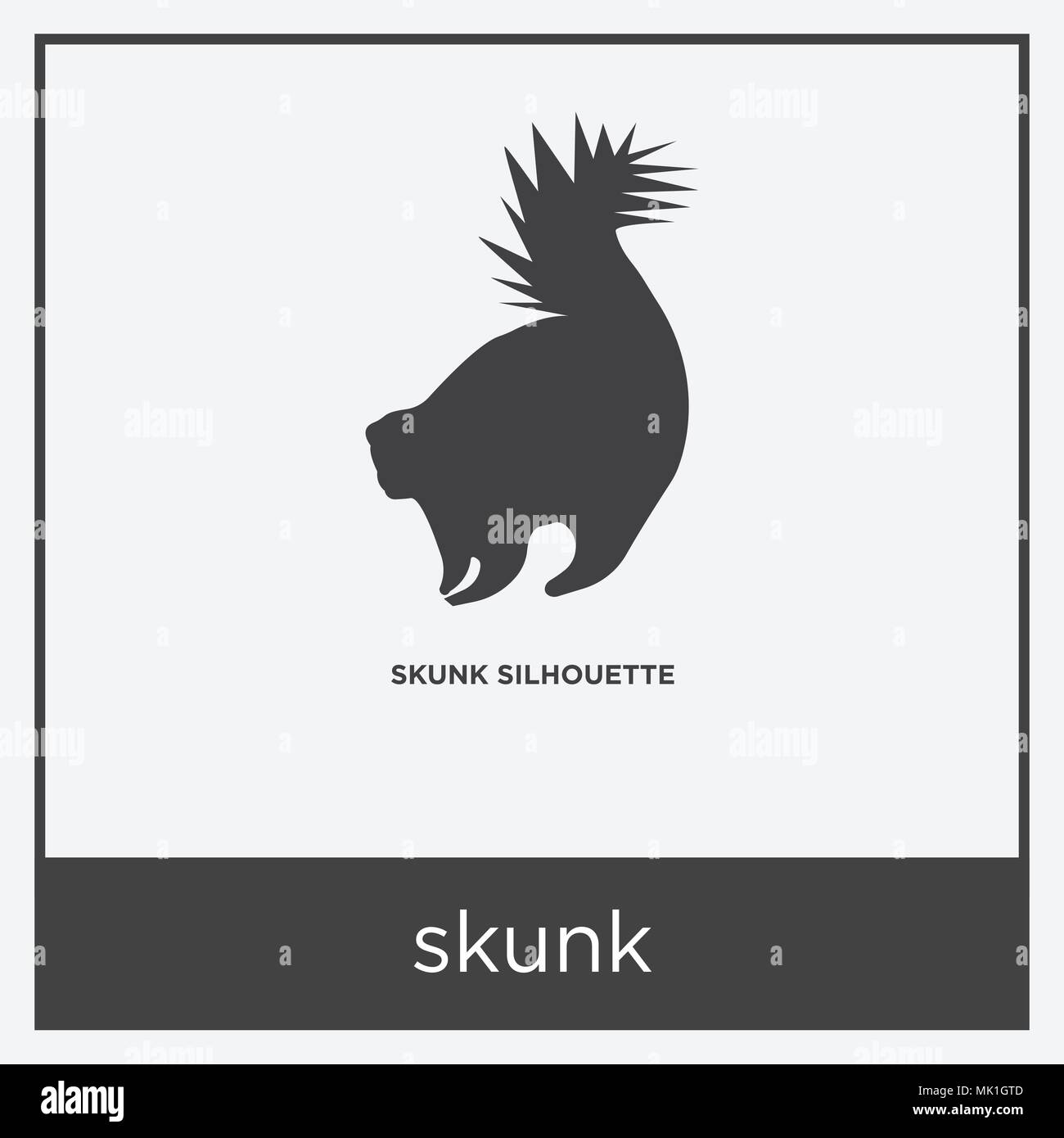 skunk icon isolated on white background with gray frame, sign and ...