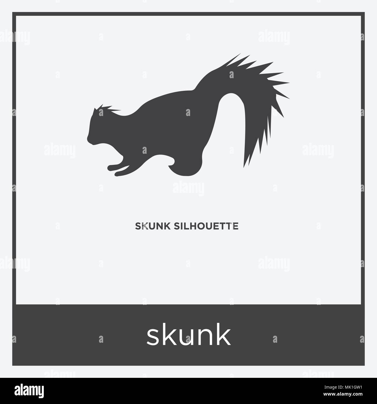skunk icon isolated on white background with gray frame, sign and ...