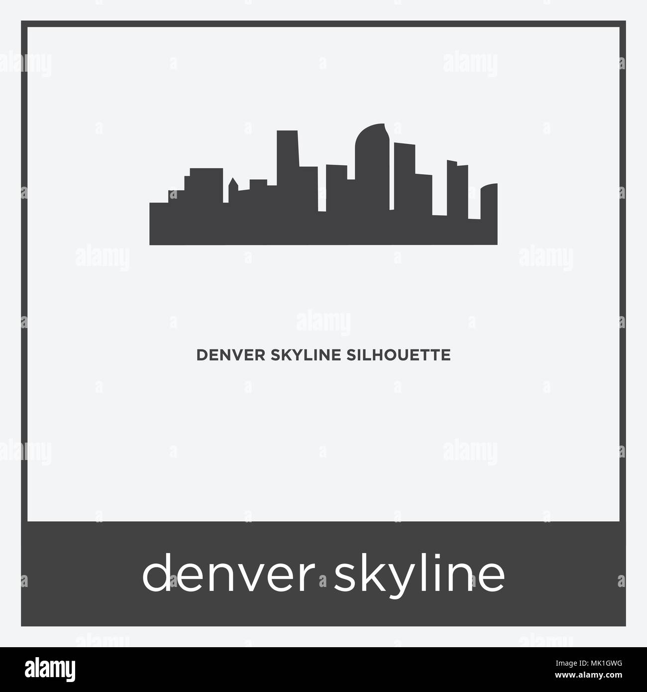 denver skyline icon isolated on white background with gray frame, sign ...