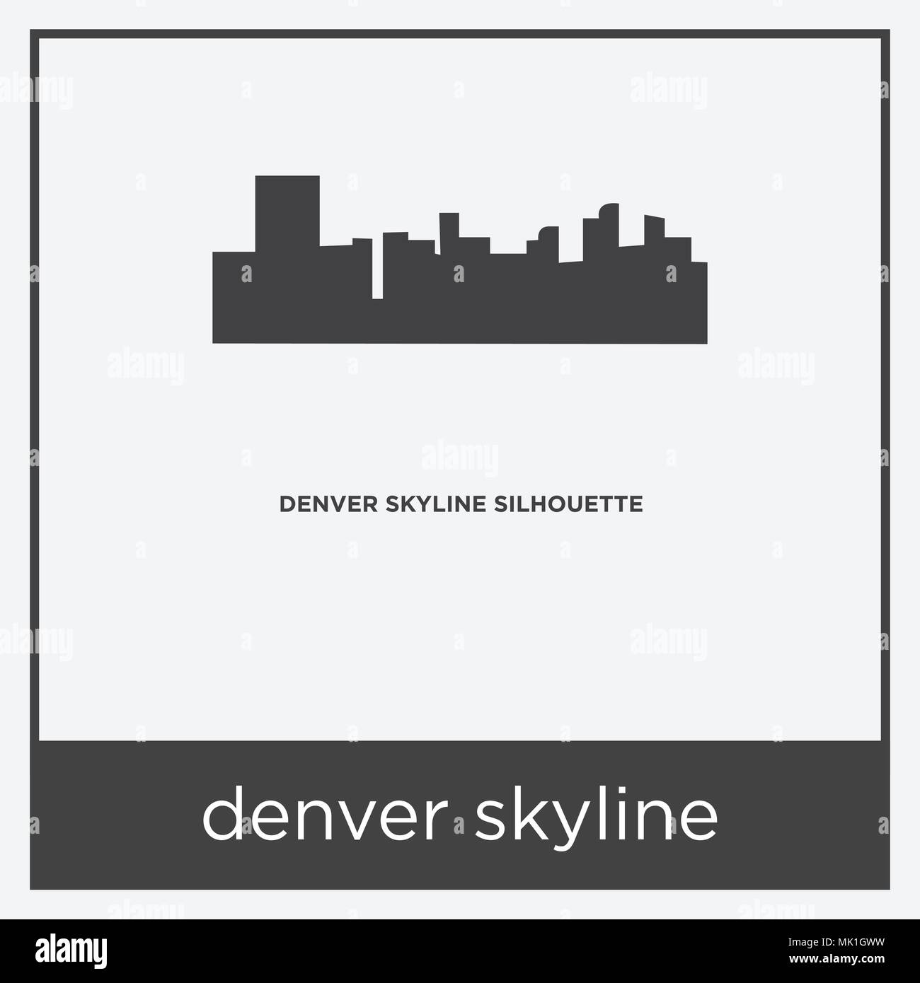 denver skyline icon isolated on white background with gray frame, sign ...