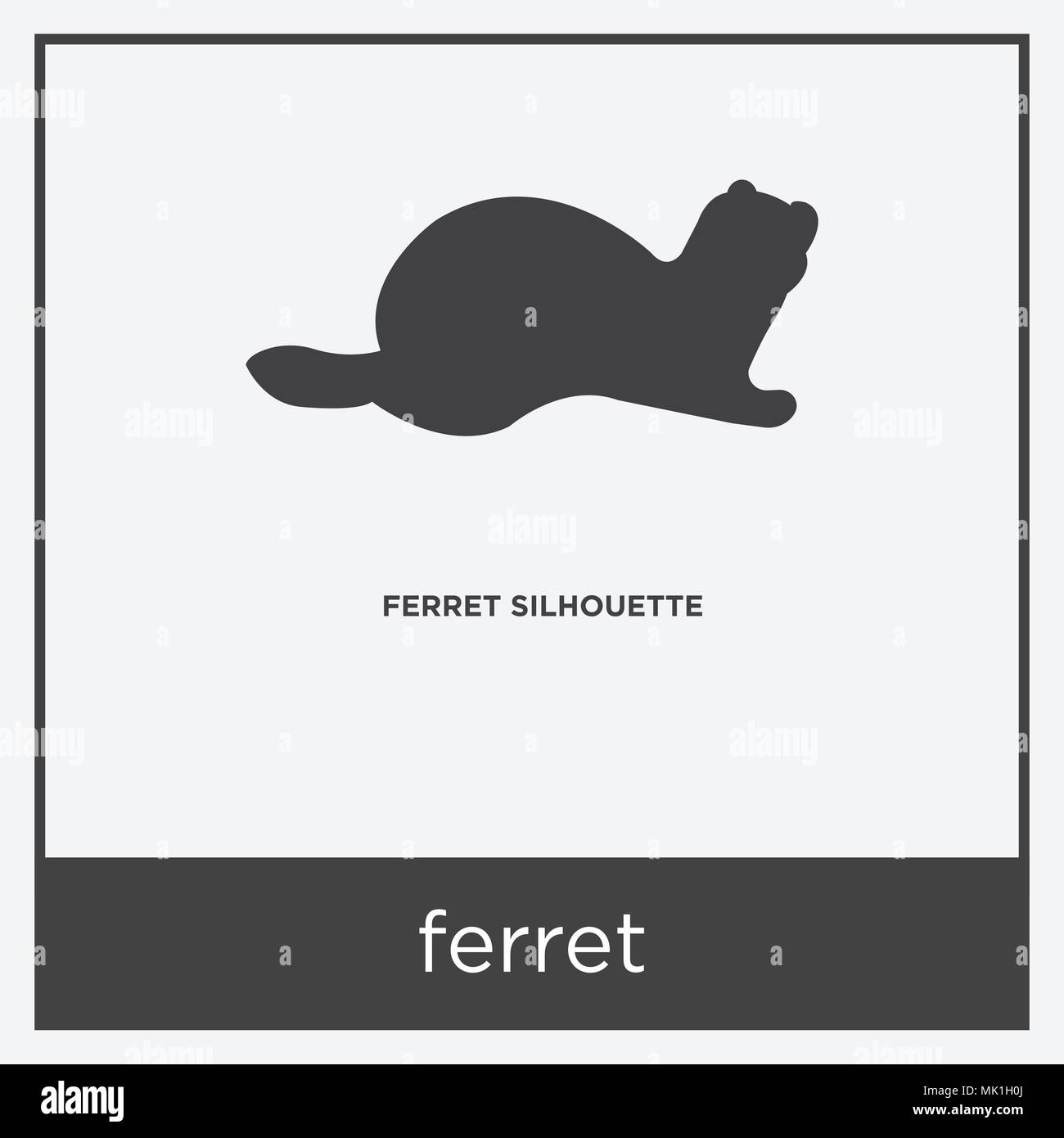 ferret icon isolated on white background with gray frame, sign and ...
