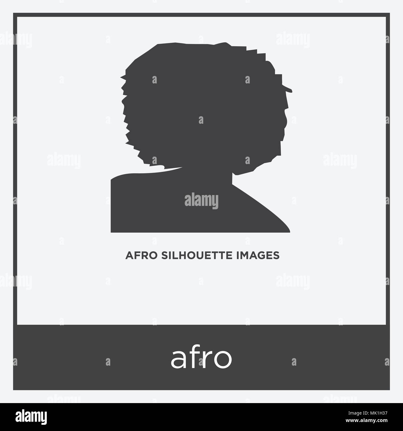 afro icon isolated on white background with gray frame, sign and symbol ...