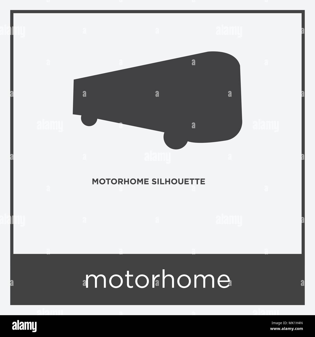 motorhome icon isolated on white background with gray frame, sign and ...