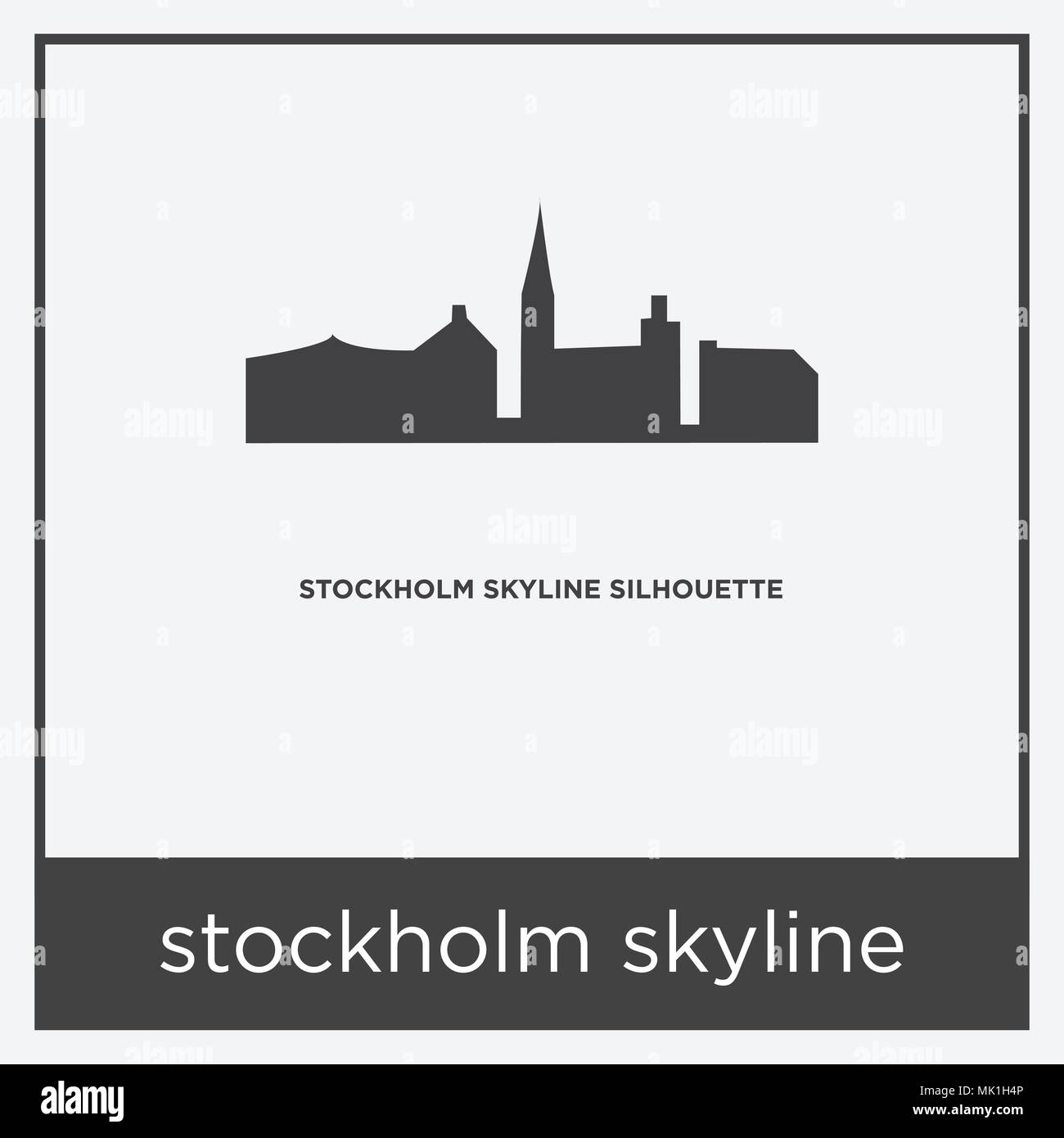 stockholm skyline icon isolated on white background with gray frame ...