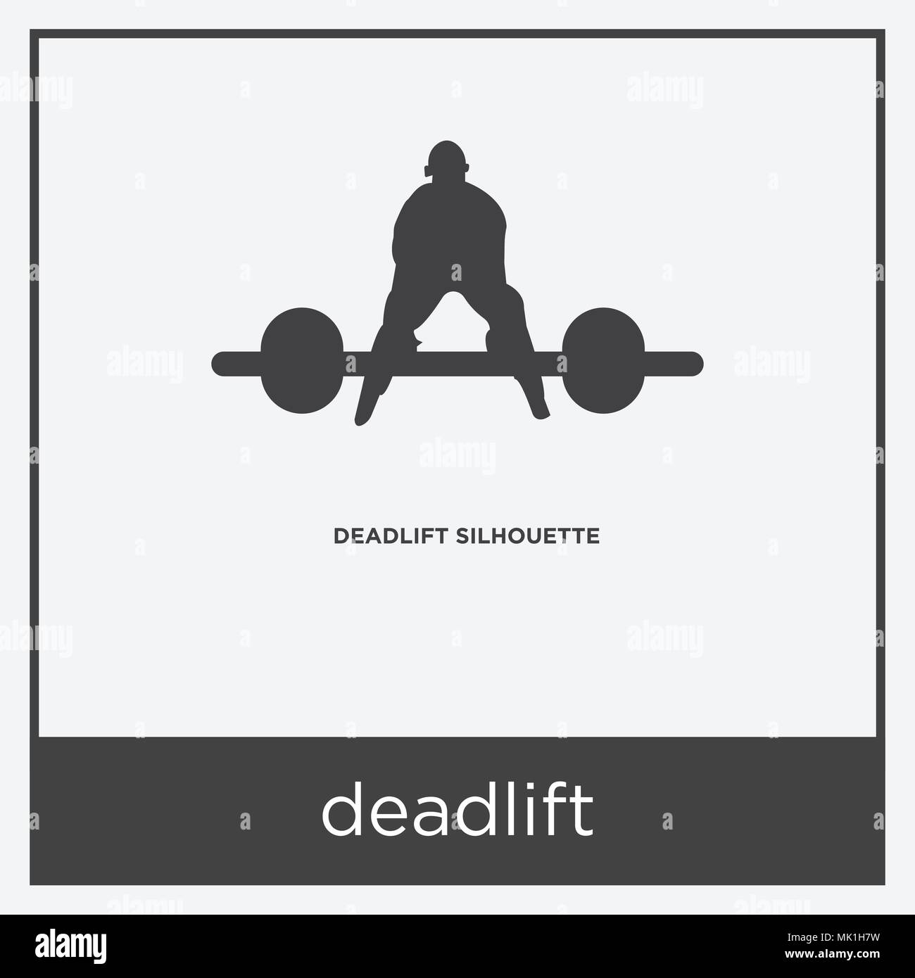 deadlift icon isolated on white background with gray frame, sign and ...