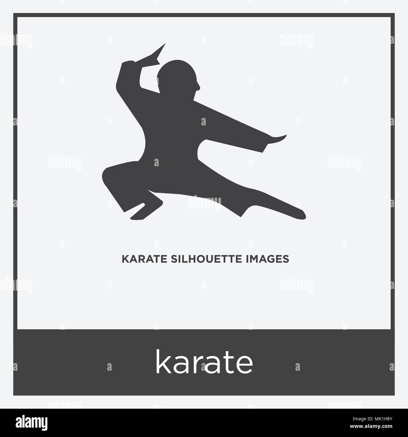 karate icon isolated on white background with gray frame, sign and ...