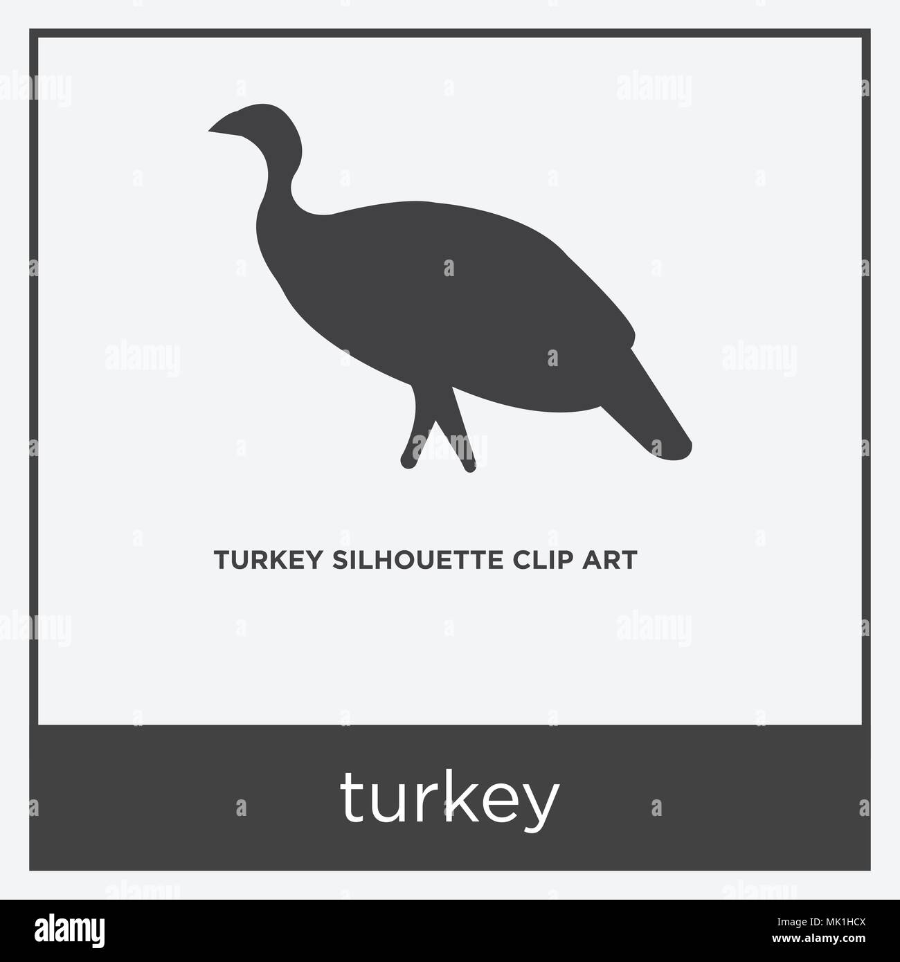 turkey icon isolated on white background with gray frame, sign and ...