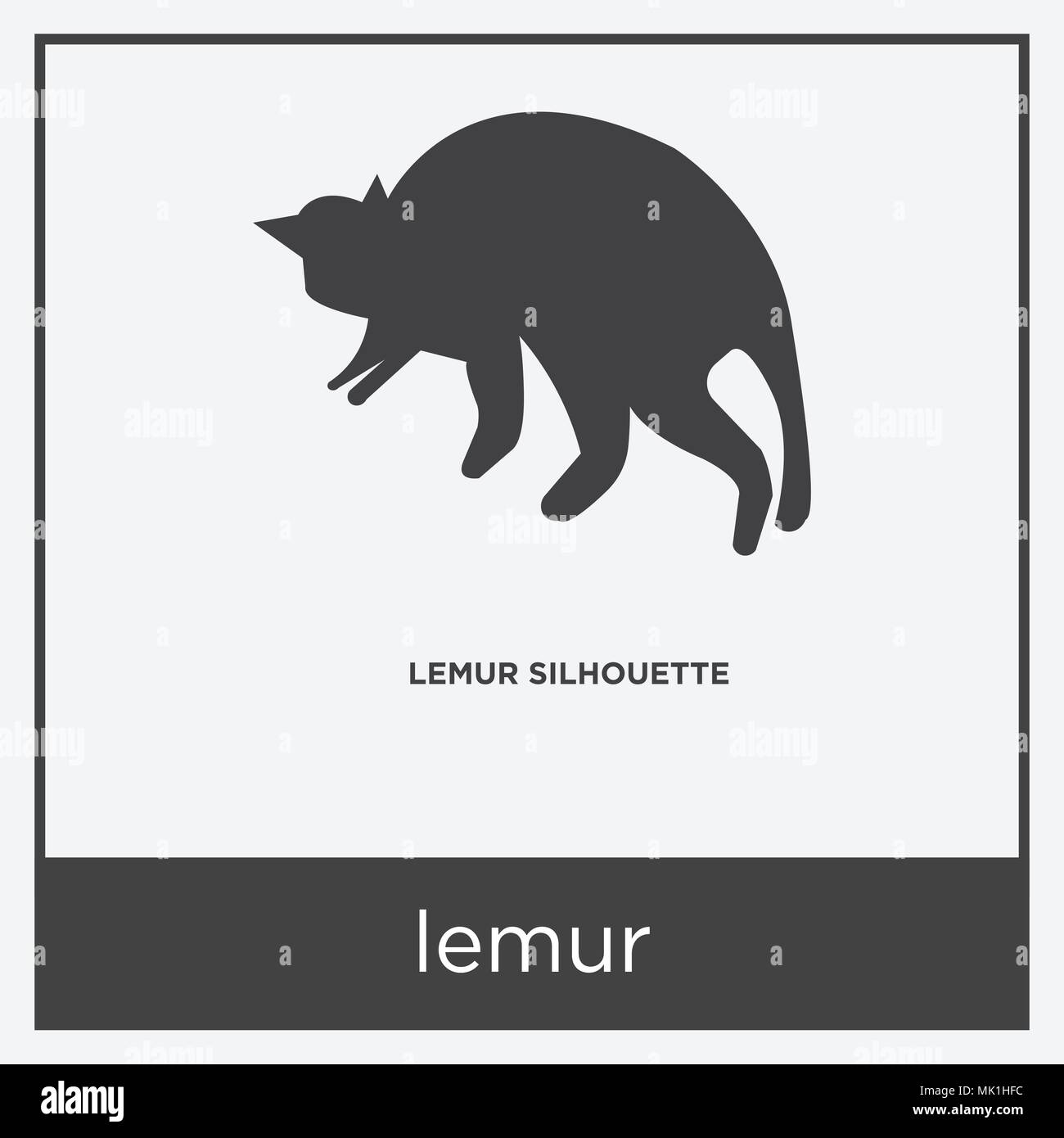 lemur icon isolated on white background with gray frame, sign and ...