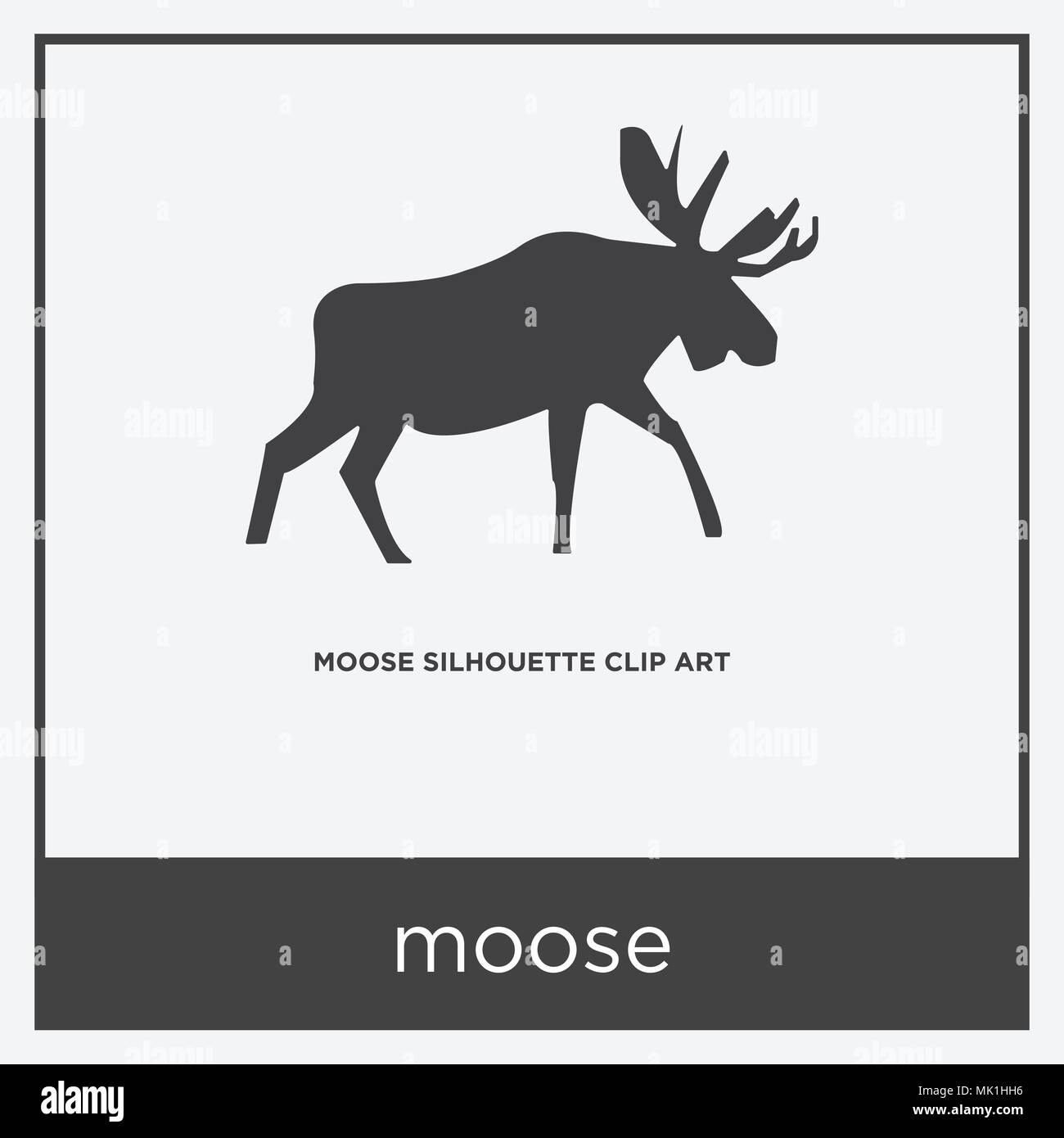 moose icon isolated on white background with gray frame, sign and ...