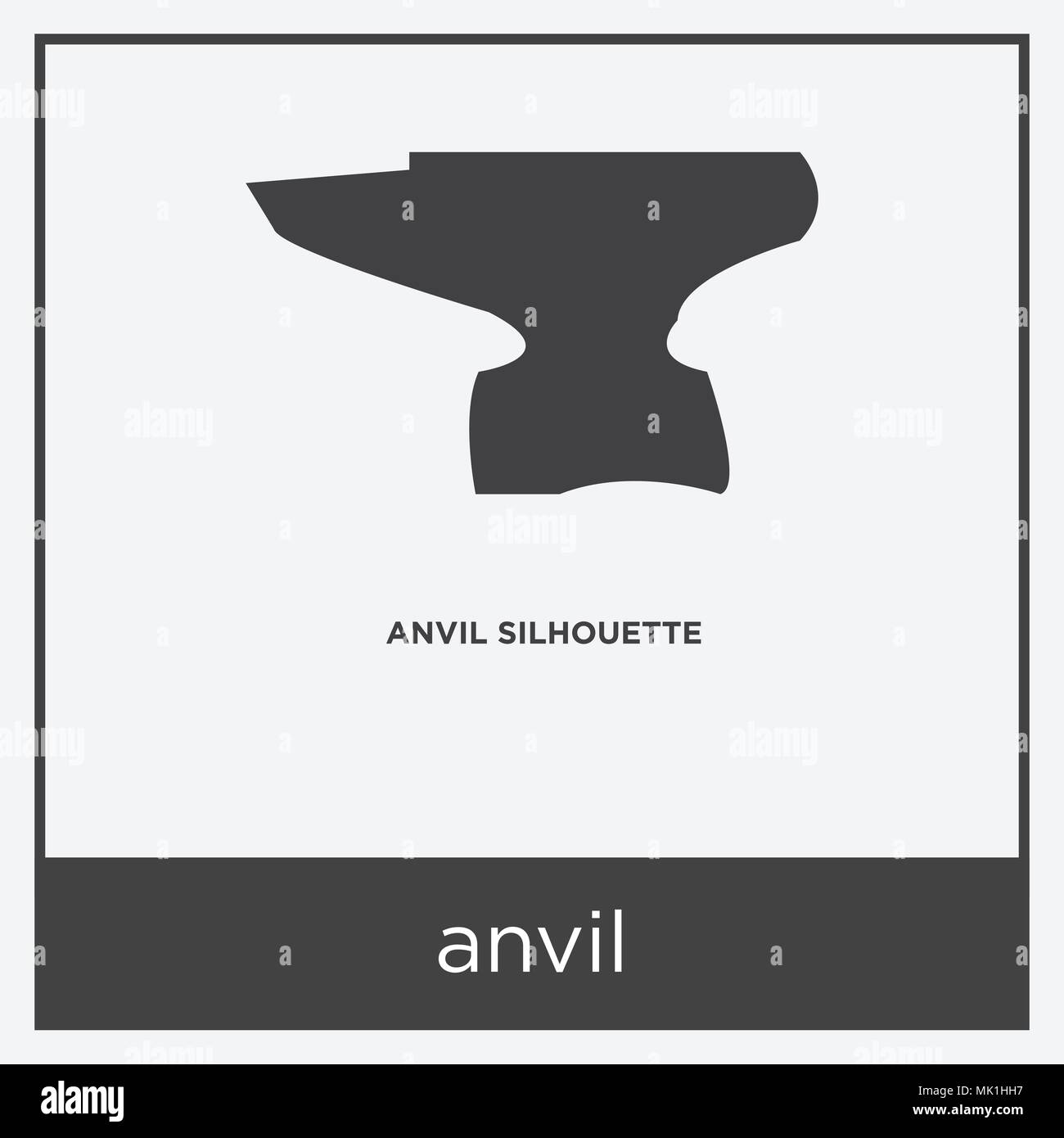 anvil icon isolated on white background with gray frame, sign and ...