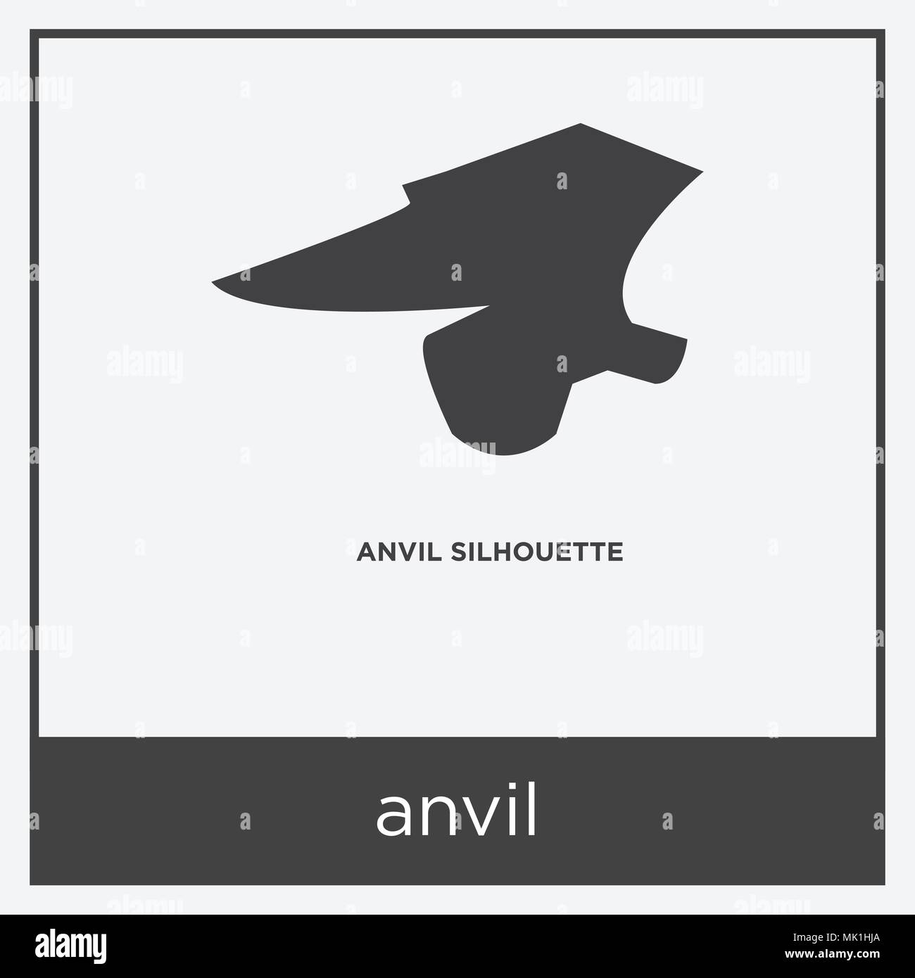 anvil icon isolated on white background with gray frame, sign and ...