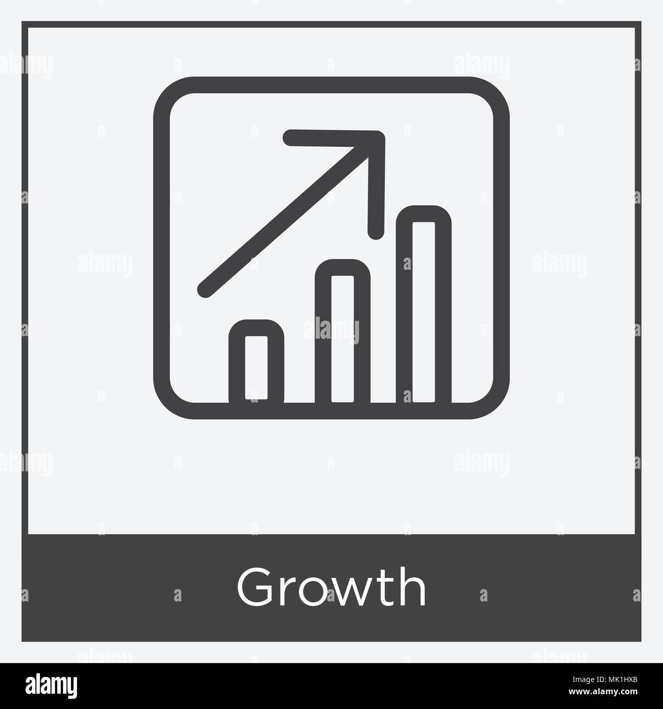Growth icon isolated on white background with gray frame, sign and ...