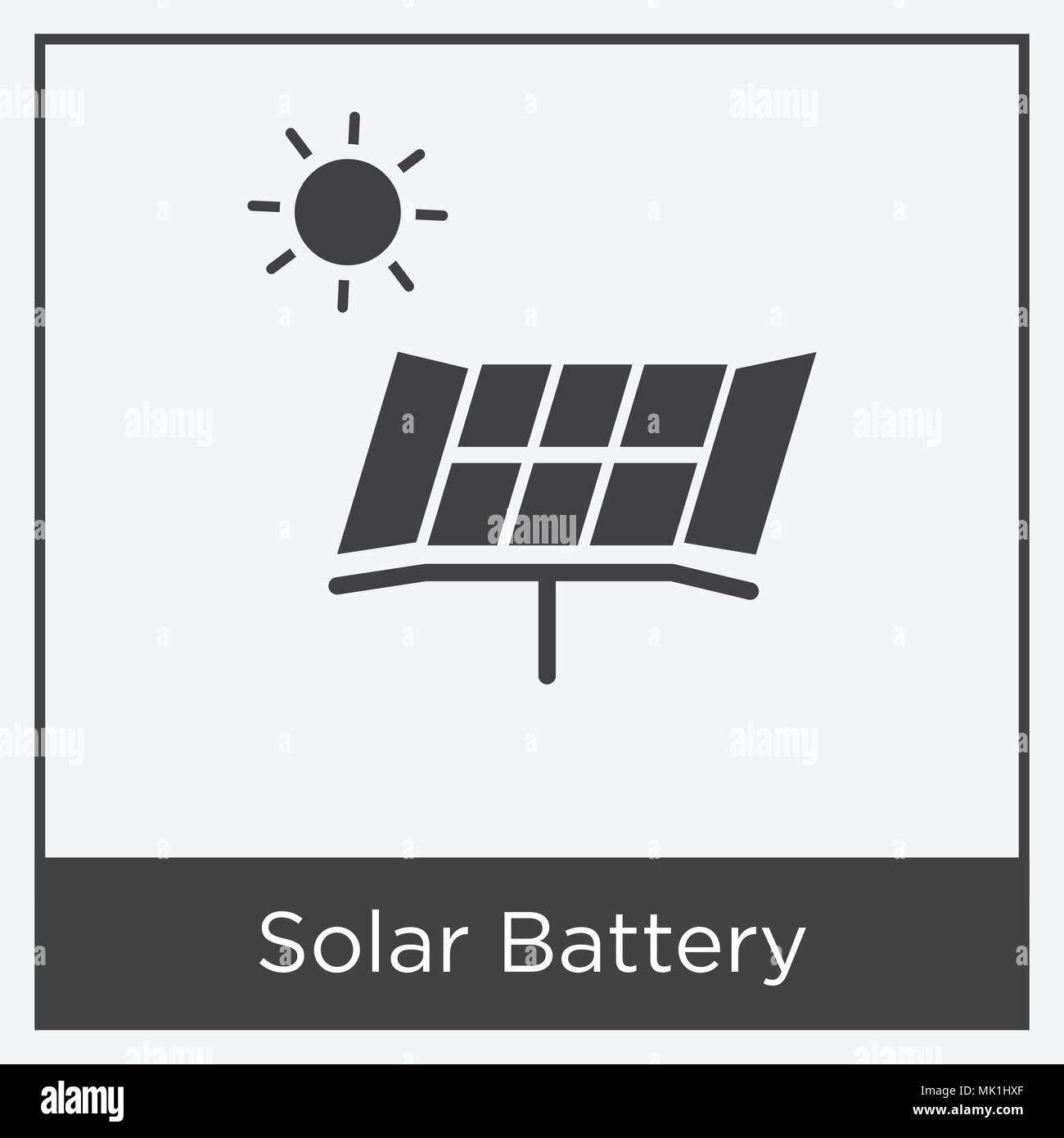 Solar Battery icon isolated on white background with gray frame, sign ...