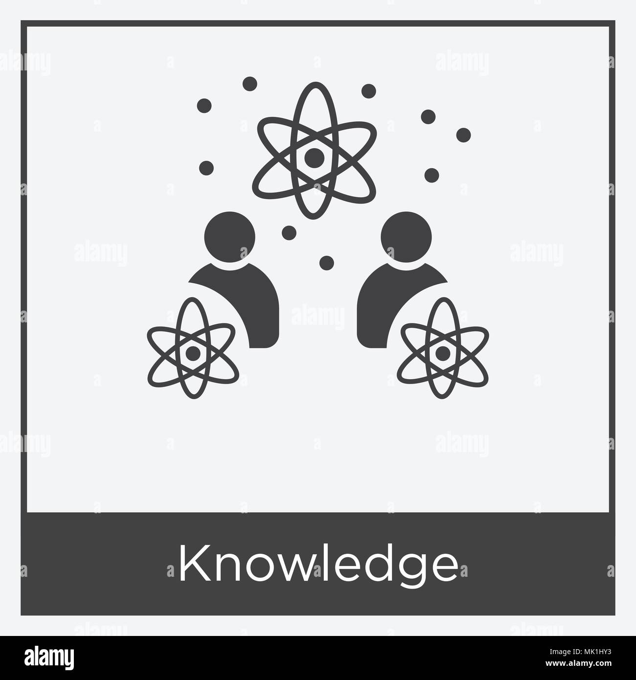 Knowledge icon isolated on white background with gray frame, sign and ...