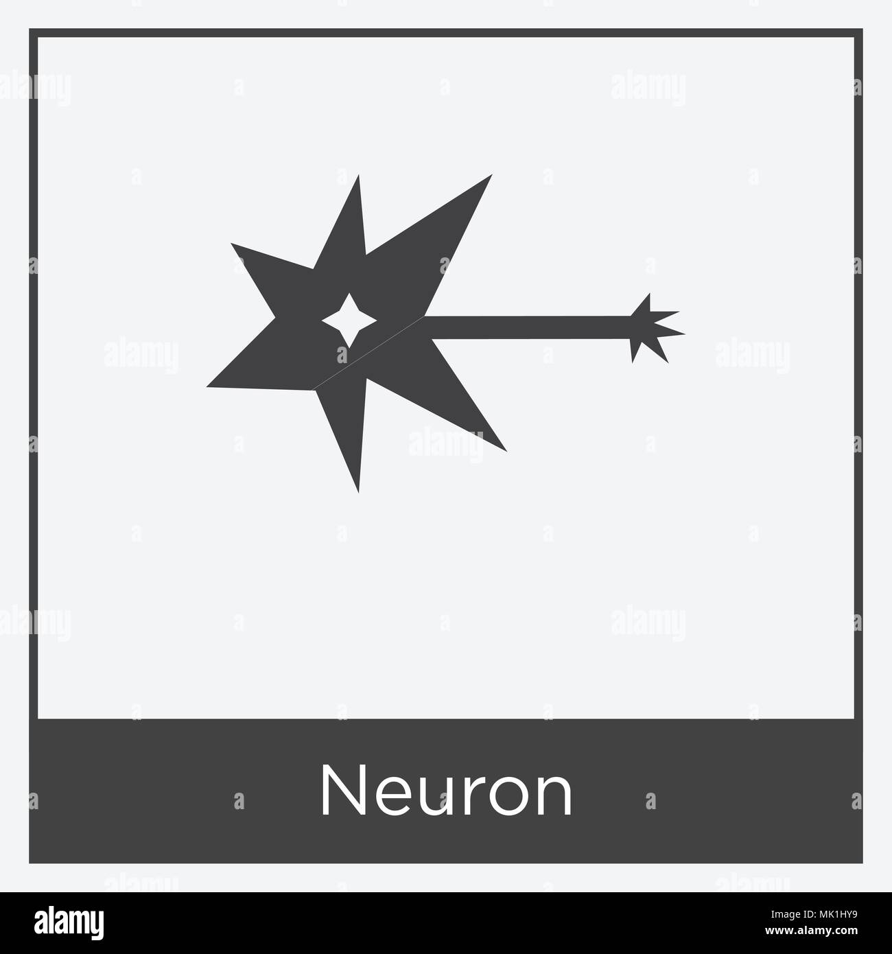 Neuron icon isolated on white background with gray frame, sign and ...