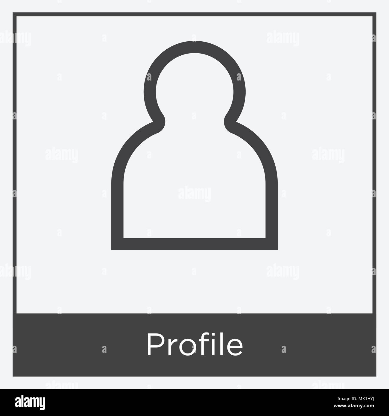 Profile icon isolated on white background with gray frame, sign and ...