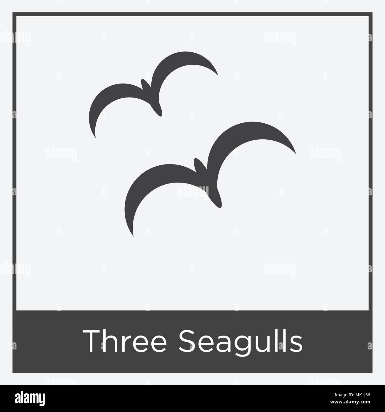 Three Seagulls icon isolated on white background with gray frame, sign ...