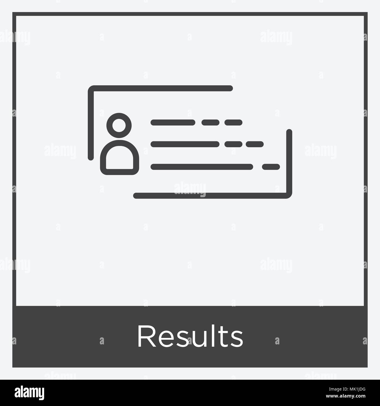 Results icon isolated on white background with gray frame, sign and ...