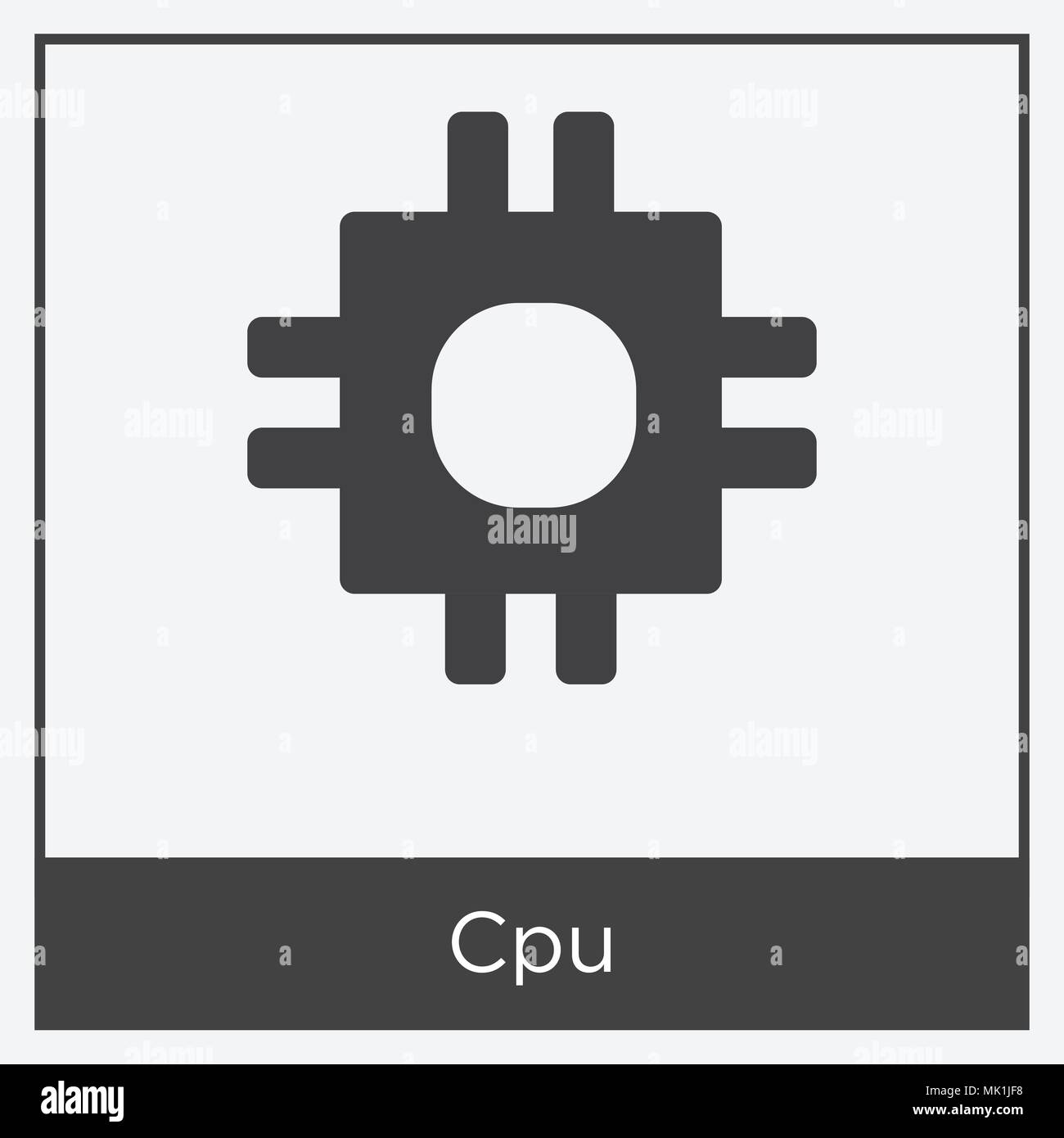 Cpu icon isolated on white background with gray frame, sign and symbol ...