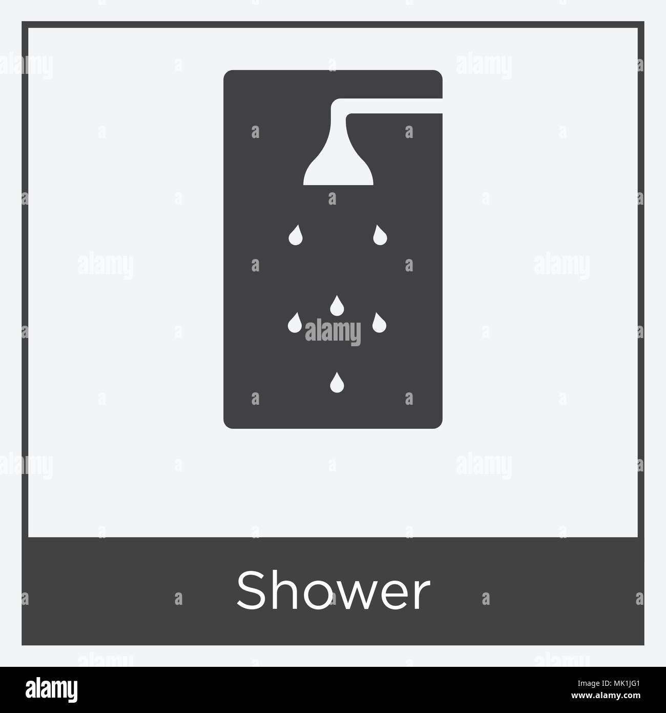 Shower icon isolated on white background with gray frame, sign and ...