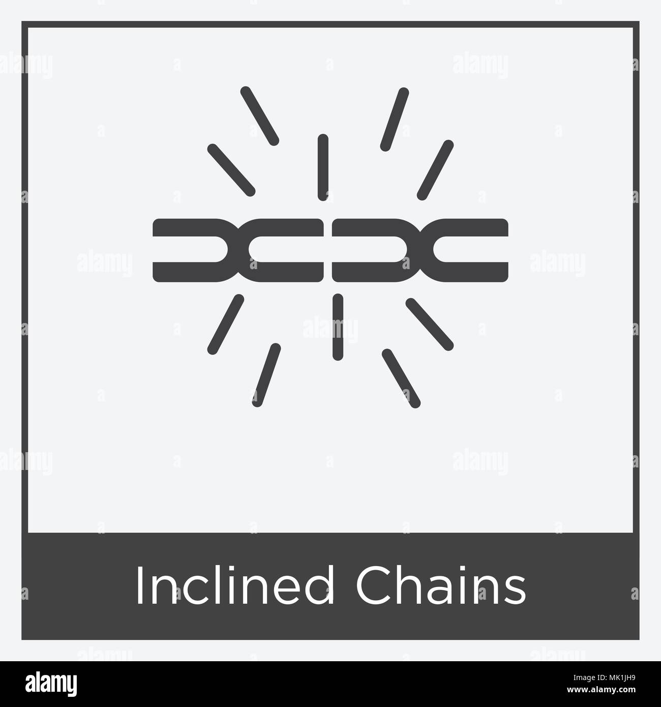 Inclined Chains icon isolated on white background with gray frame, sign ...